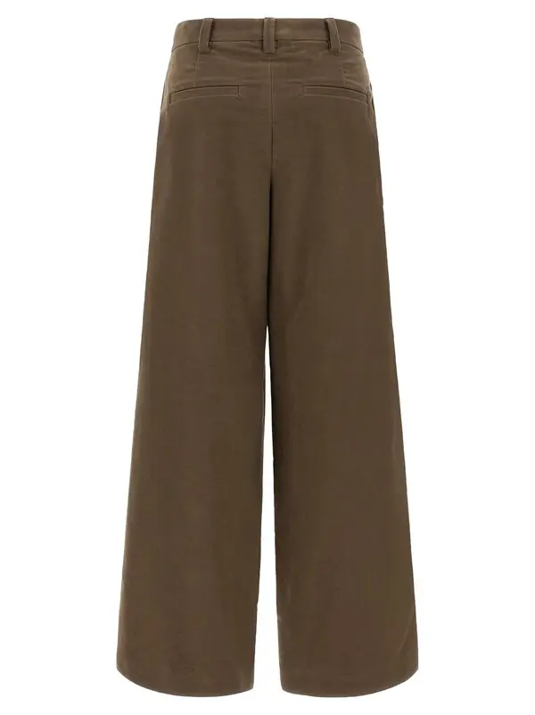 Brunello Cucinelli Wide Leg Cotton Fustian Trousers - Brown