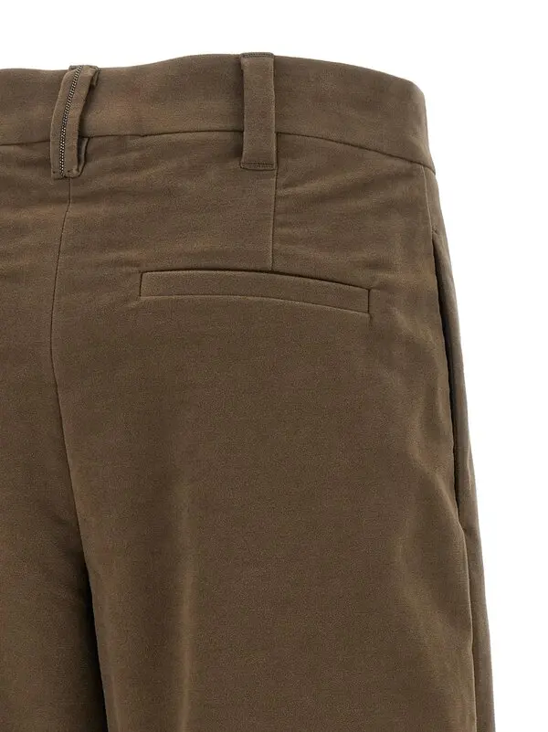 Brunello Cucinelli Wide Leg Cotton Fustian Trousers - Brown