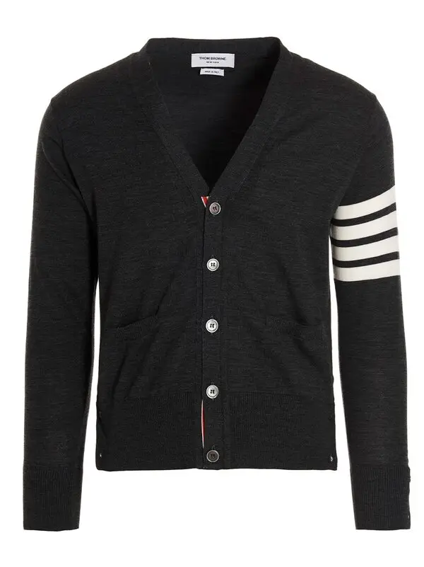 Thom Browne Merino Wool Cardigan - Gray