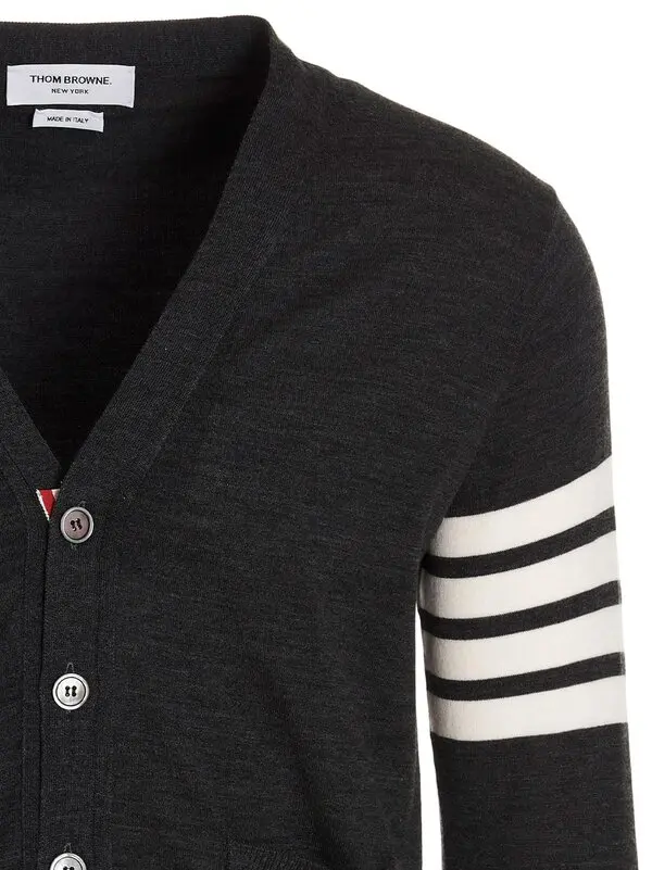 Thom Browne Merino Wool Cardigan - Gray