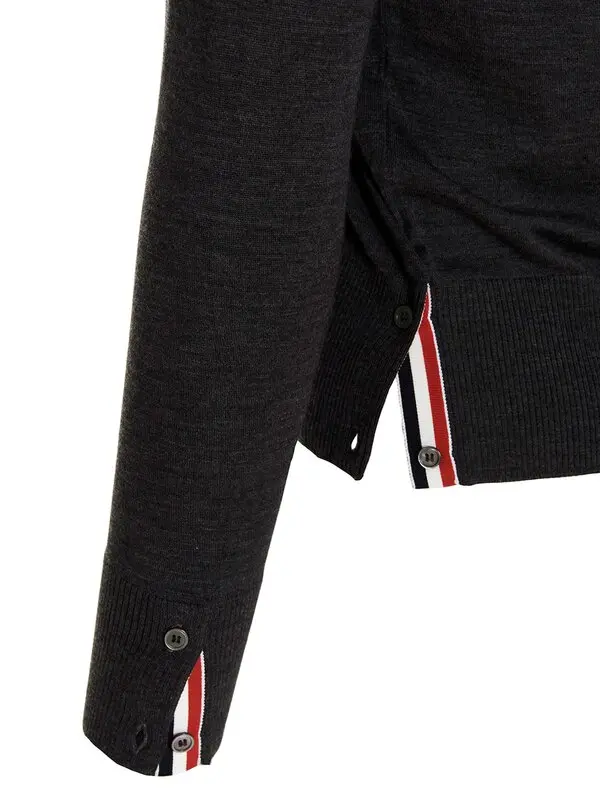 Thom Browne Merino Wool Cardigan - Gray
