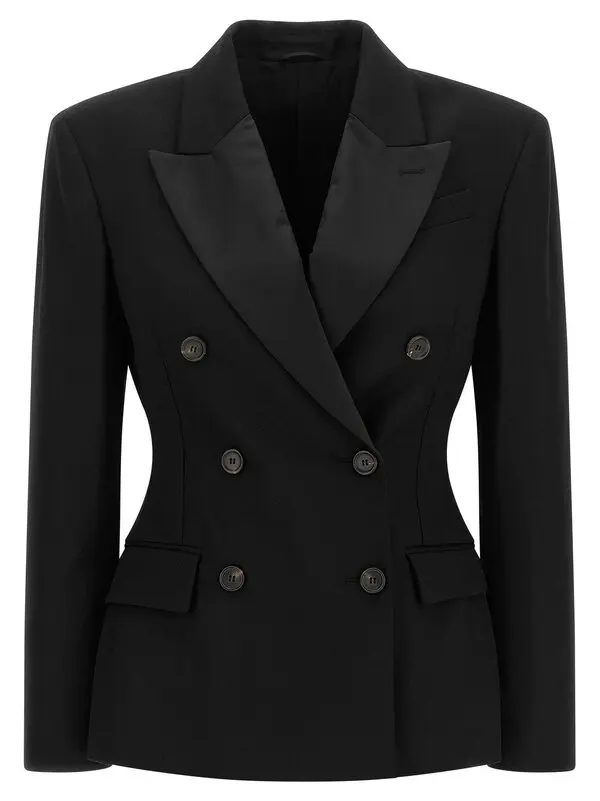 Brunello Cucinelli Double-breasted Virgin Wool Blazer - Black
