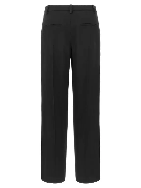 Brunello Cucinelli Monile Pleated Virgin Wool Trousers - Black