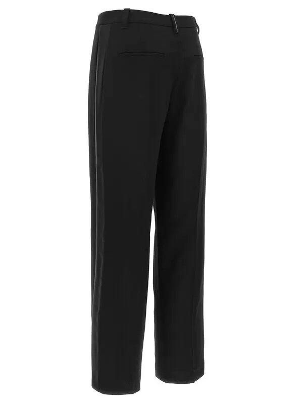 Brunello Cucinelli Monile Pleated Virgin Wool Trousers - Black
