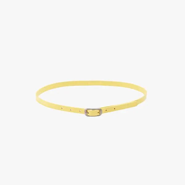 MOTHER The Patent Leather Belt Merry Go Round Lemon Jeans - Yellow