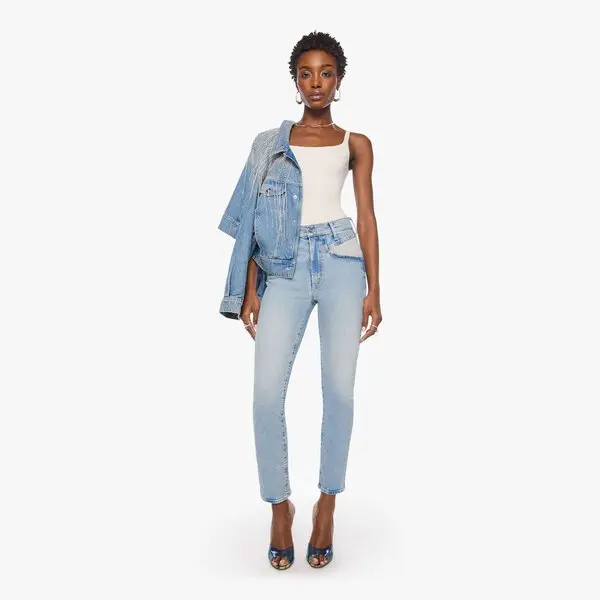 MOTHER High Waisted X-wing Dazzler Hover Jazzercise Jeans - Blue