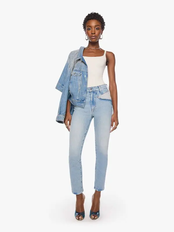 MOTHER High Waisted X-wing Dazzler Hover Jazzercise Jeans - Blue