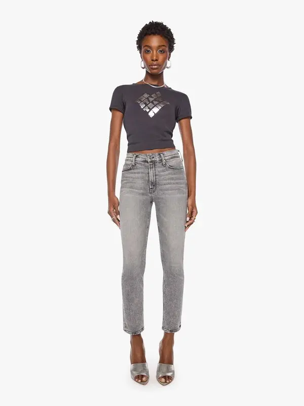 MOTHER Mid Rise Straight Leg Ankle Jeans - Black