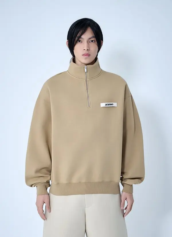 Jacquemus Le Camionneur Gros Grain Zip Sweatshirt - Cream
