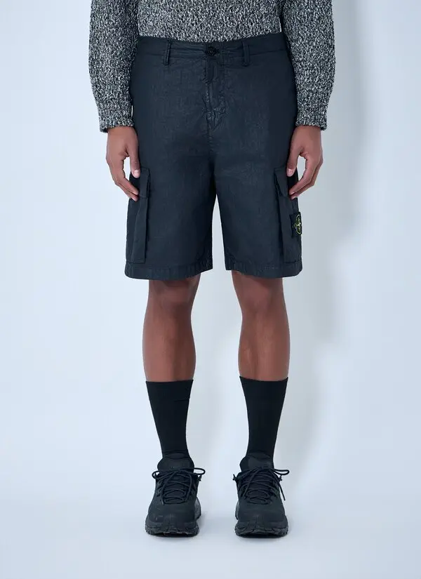 Stone Island Logo Patch Shorts - Black