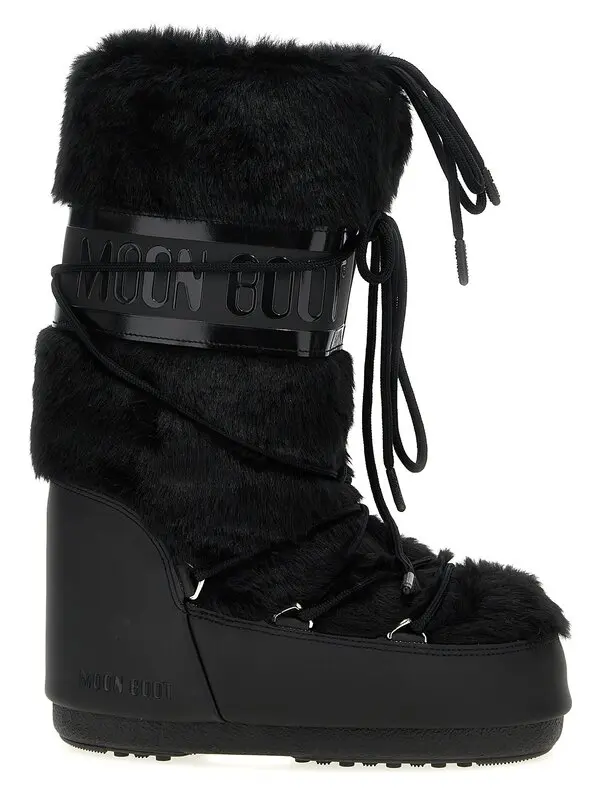 Moon Boot Icon Faux Fur' Boots - Black
