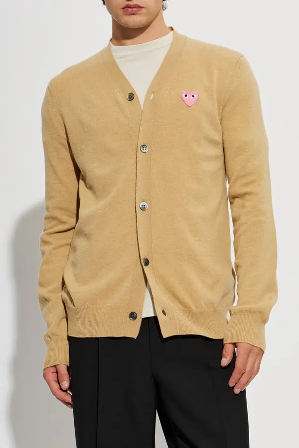 Play Comme Des Garcon Wool Cardigan With Logo Patch