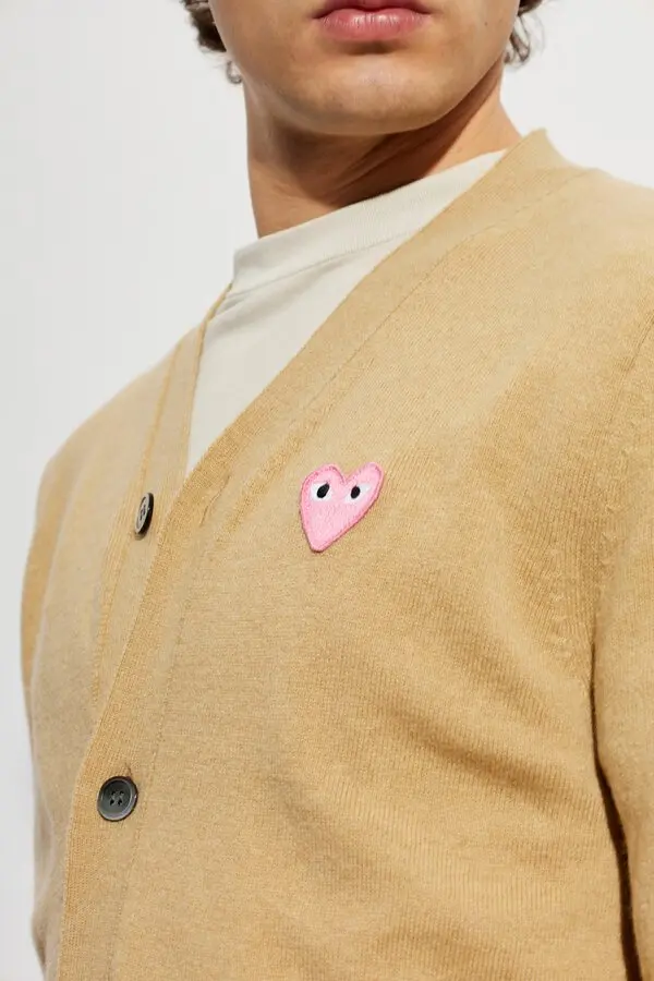Play Comme Des Garcon Wool Cardigan With Logo Patch