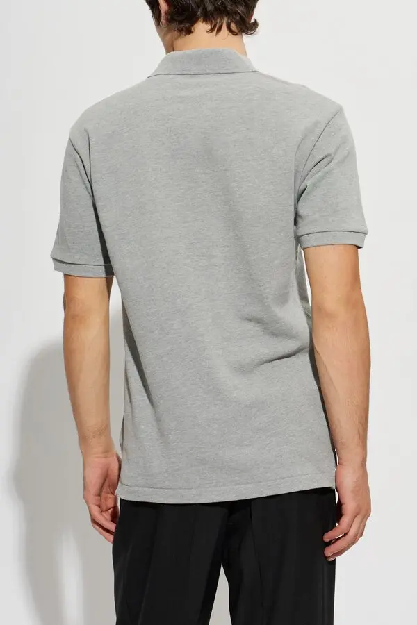 Play Comme Des Garcon Cotton Polo Shirt With Logo Patch - Grey