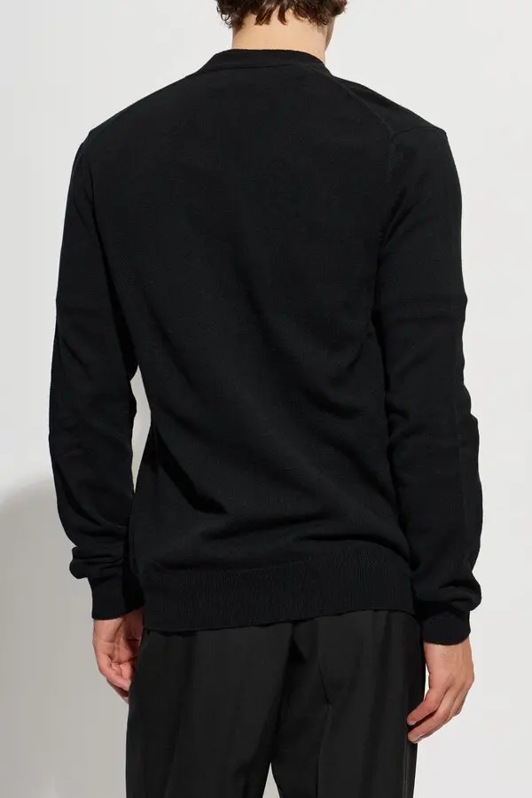 Play Comme Des Garcon Wool Cardigan With Logo Patch - Black