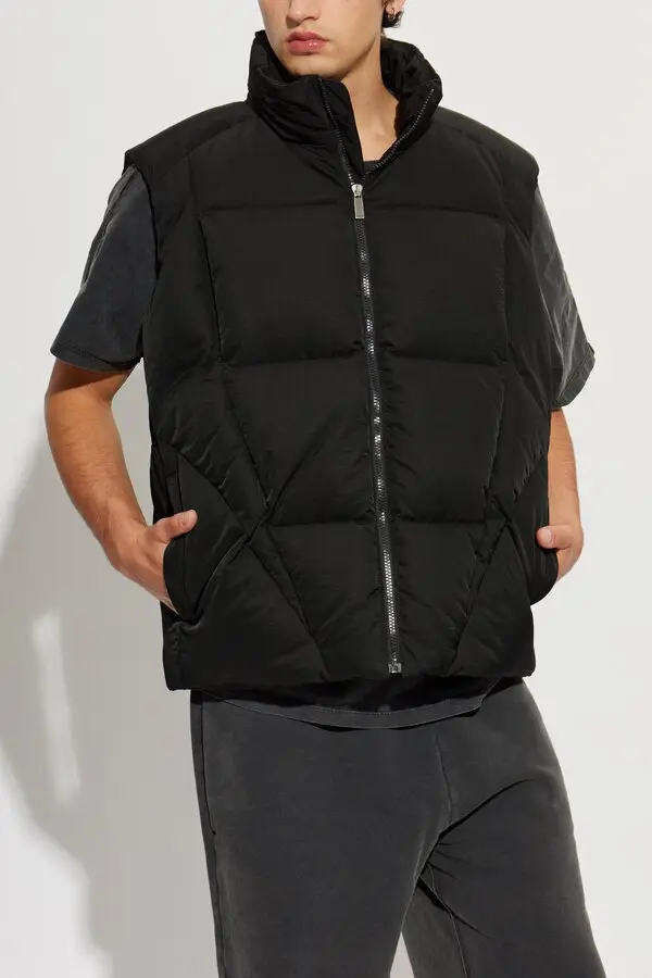 Off-White Insulated Vest With A Stand-up Collar
