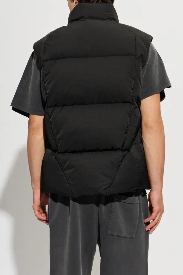 Off-White Insulated Vest With A Stand-up Collar