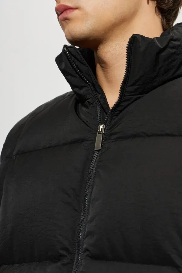 Off-White Insulated Vest With A Stand-up Collar