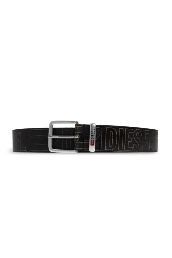 DIESEL® Leather Belt ‘b-biscotto Outline - Black