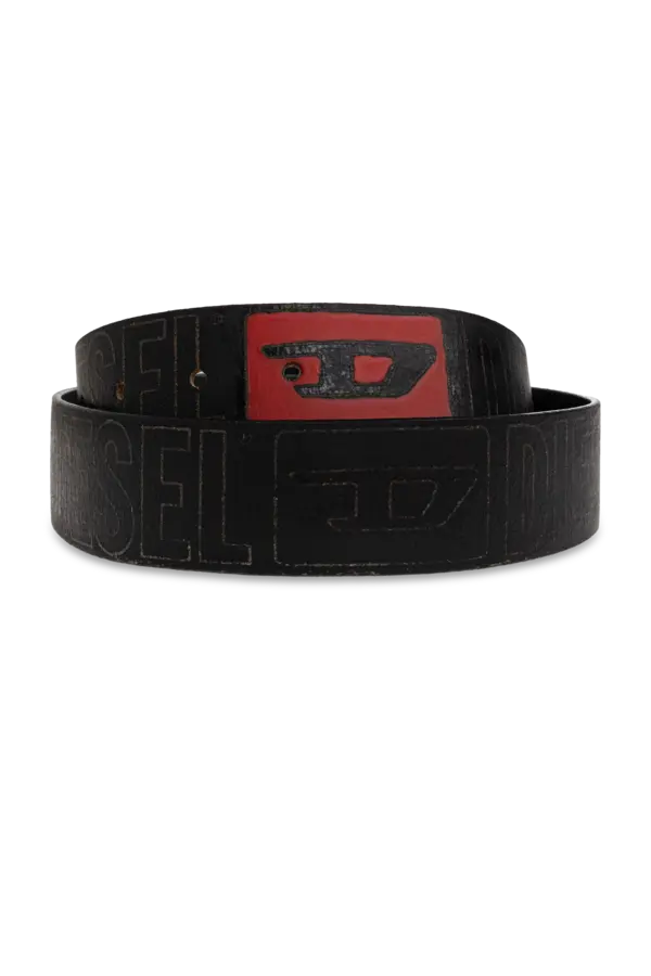 DIESEL® Leather Belt ‘b-biscotto Outline