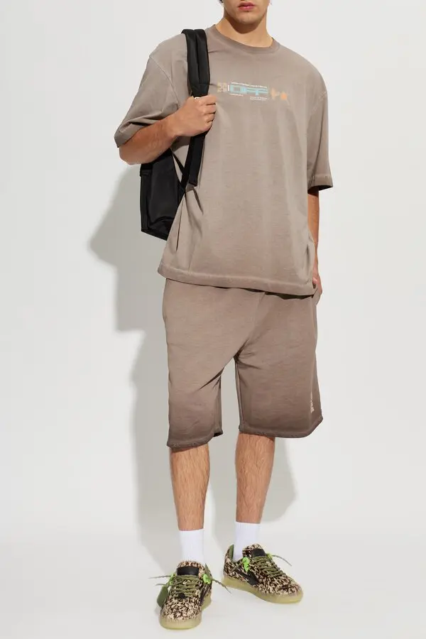 Off-White T-shirt With Print - Brown