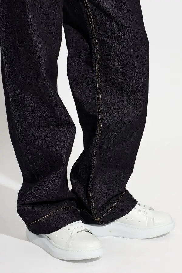 Alexander McQueen Leather Sports Shoes With Shiny Crystals