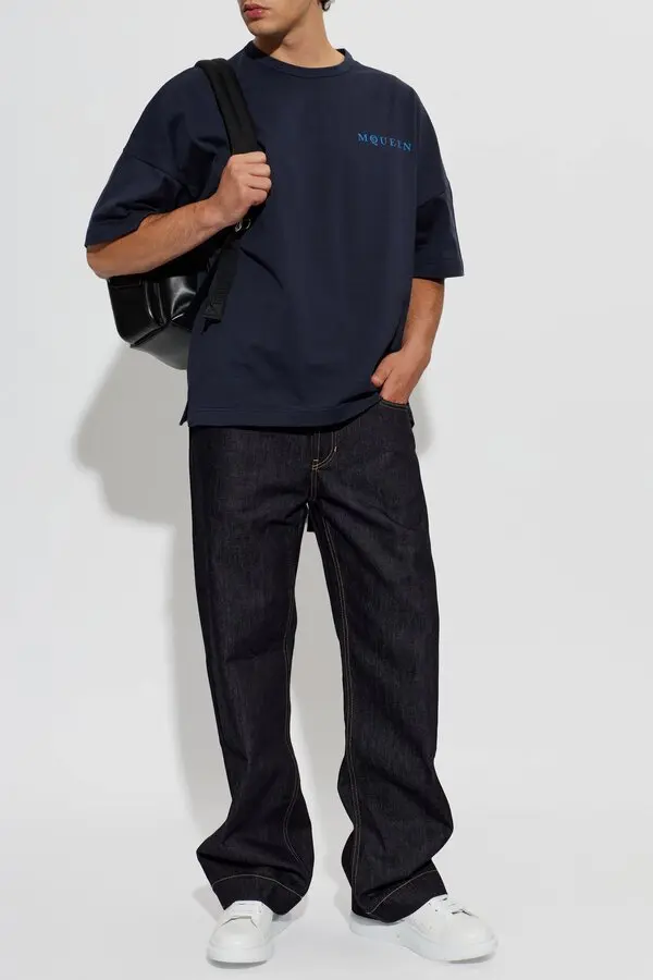 Alexander McQueen Leather Sports Shoes With Shiny Crystals