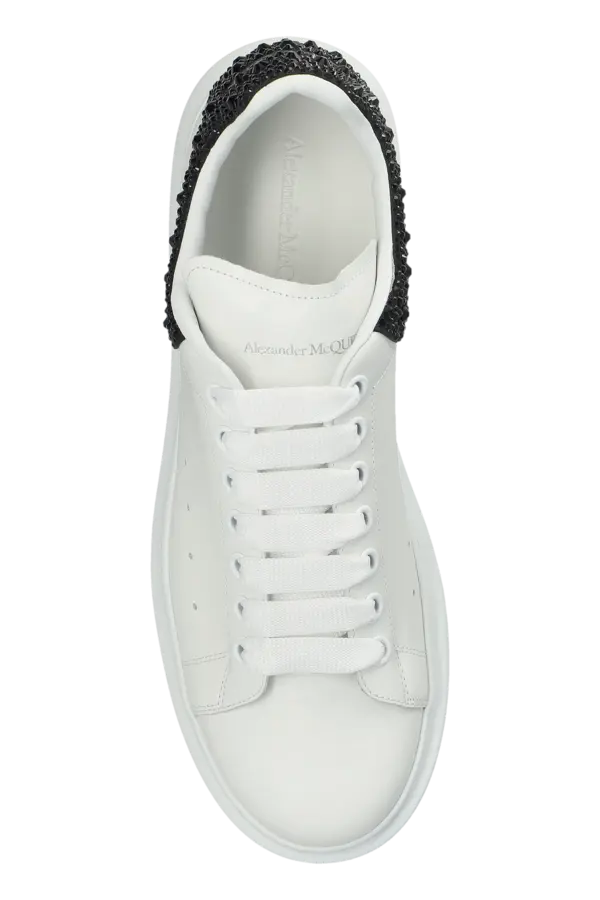 Alexander McQueen Leather Sports Shoes With Shiny Crystals