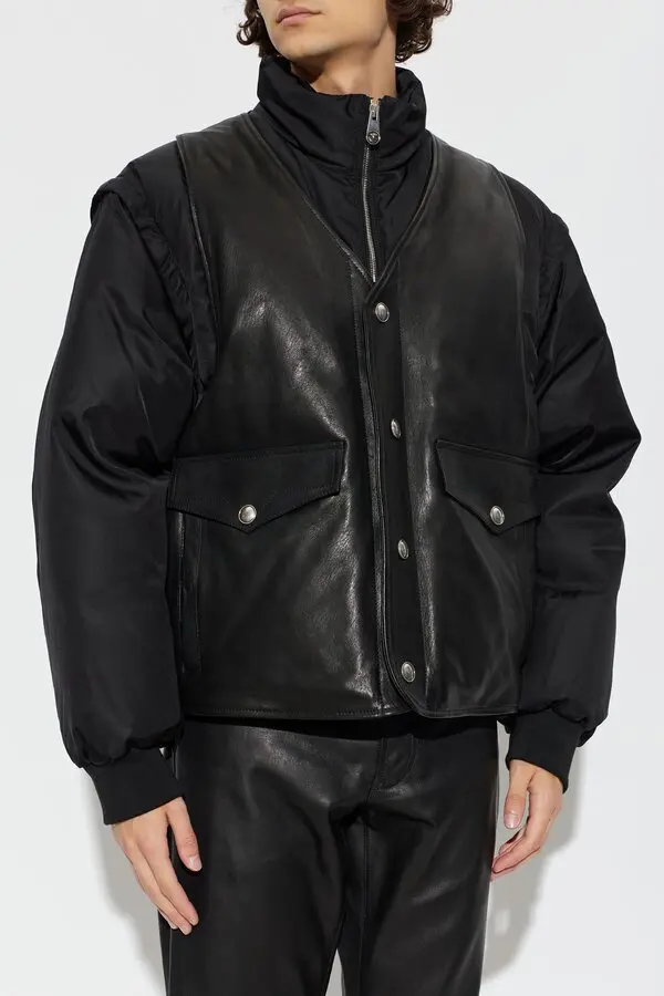 Versace Down Jacket With Mixed Materials
