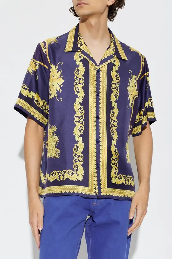 Versace Silk Shirt With "new Barocco" Print