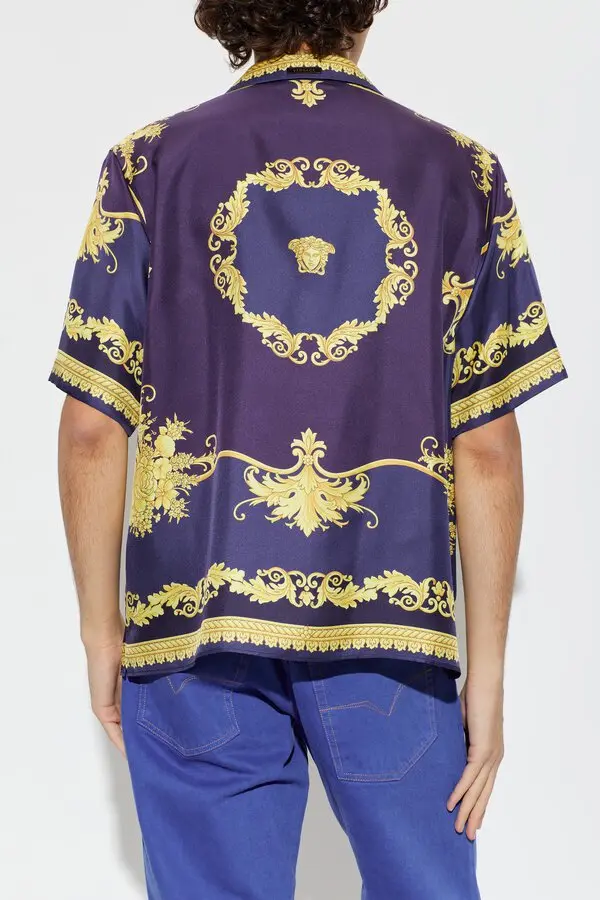 Versace Silk Shirt With "new Barocco" Print