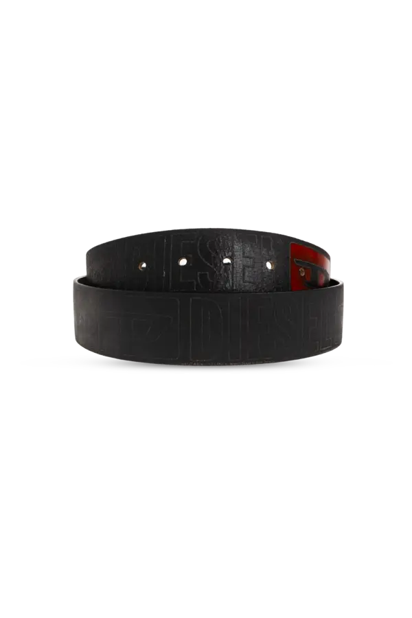 DIESEL® Leather Belt ‘ Logo B-biscotto