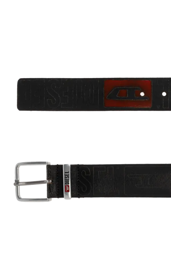 DIESEL® Leather Belt ‘ Logo B-biscotto