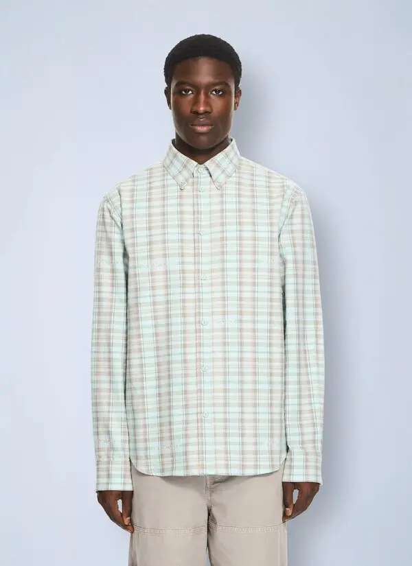 Off-White Marker Check Flannel Regular Shirt - Green