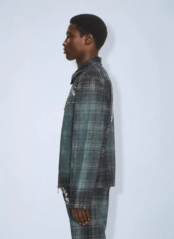Off-White Check Jacquard Denim Zip-up Shirt Jacket - Multicolor