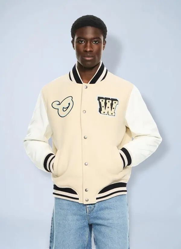 Off-White Star Logo Varsity Jacket - Cream