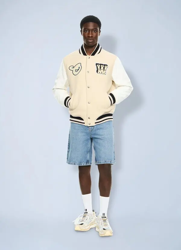 Off-White Star Logo Varsity Jacket - Cream
