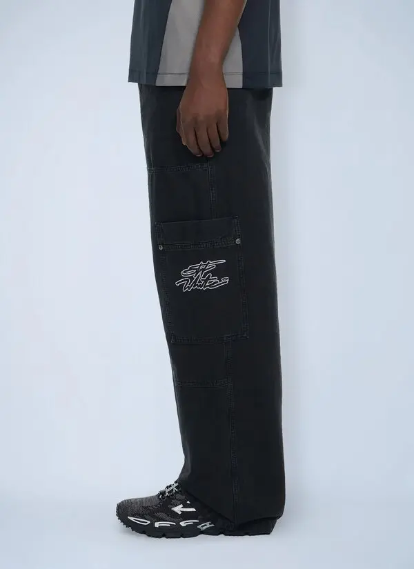 Off-White Script Garment-dyed Cotton Cargo Pants