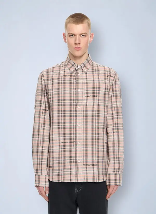 Off-White Marker Check Flannel Shirt - Brown