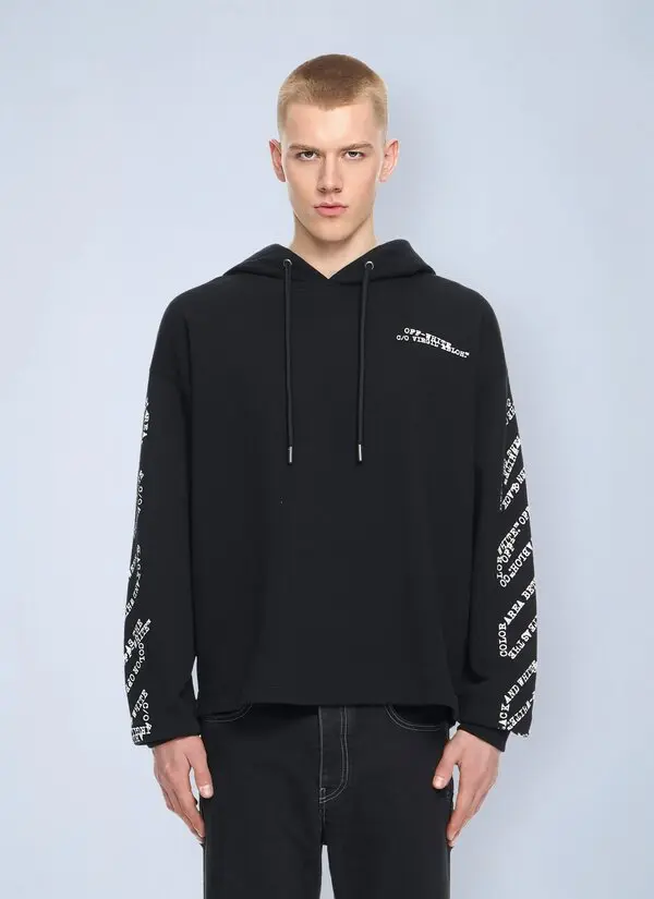 Off-White Type Arrow Diagonal Loose Hoodie - Black
