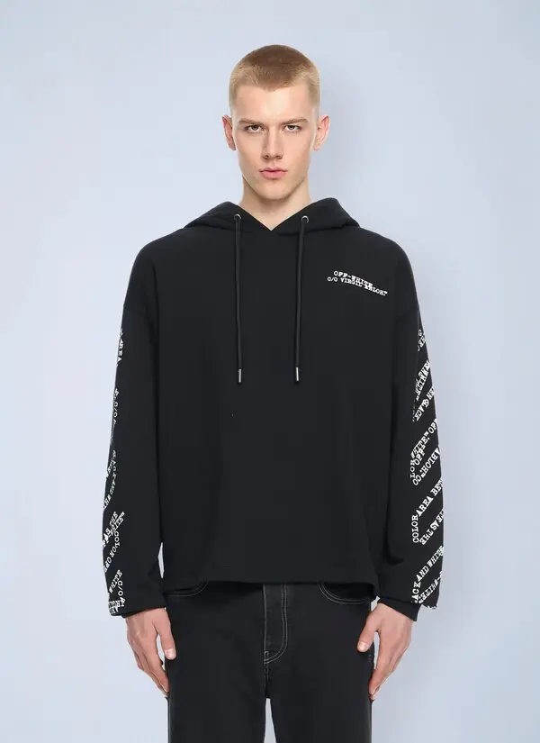 Off-White Type Arrow Diagonal Loose Hoodie - Black