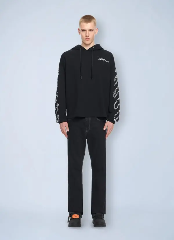 Off-White Type Arrow Diagonal Loose Hoodie - Black