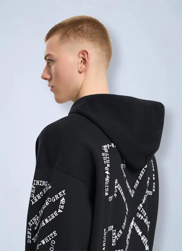 Off-White Type Arrow Diagonal Loose Hoodie - Black