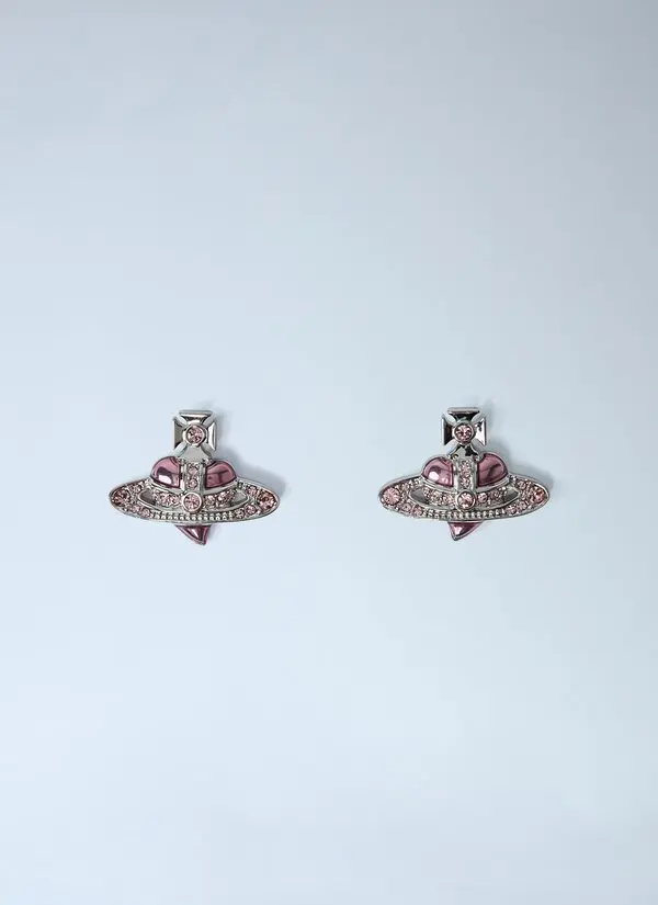VIVIENNE WESTWOOD New Diamante Heart Earrings - Silver