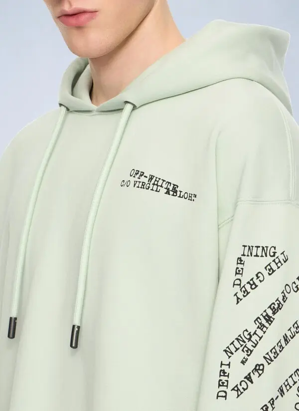 Off-White Type Arrow Diagonal Loose Hoodie - Green