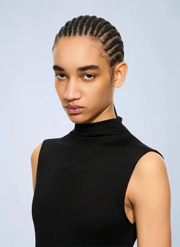 Off-White Fluid Sleeveless Midi Dress
