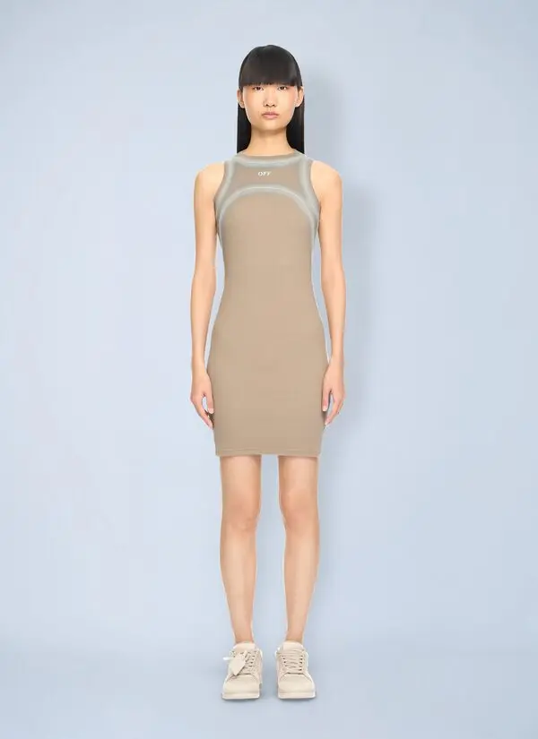 Off-White Spray Off Stamp Ribbed Round Dress