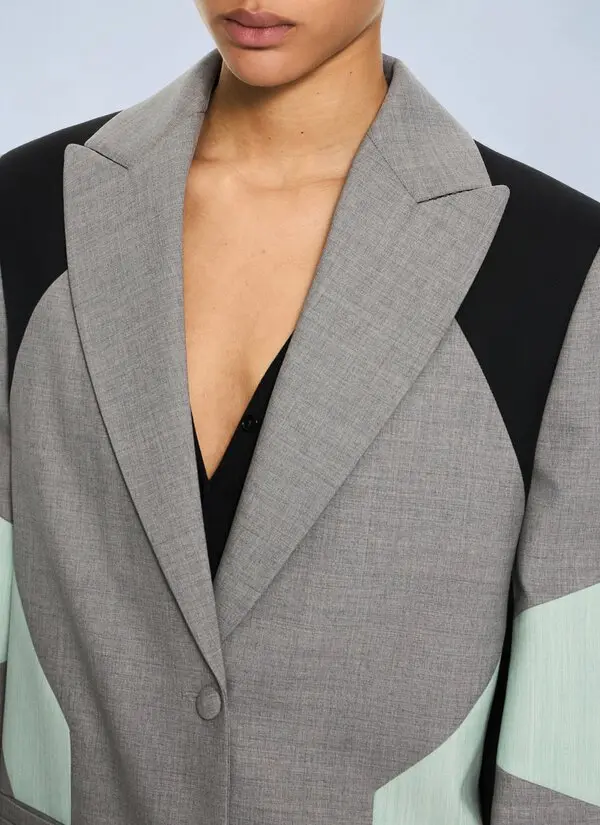 Off-White Stretch Color Block Blazer