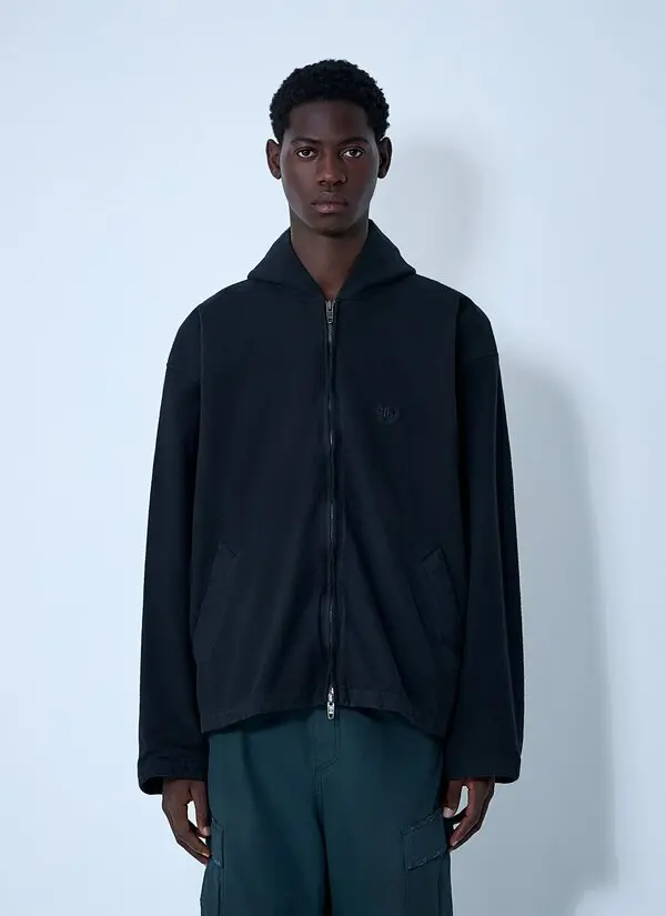 Balenciaga Logo Motif Zip-up Jacket - Black