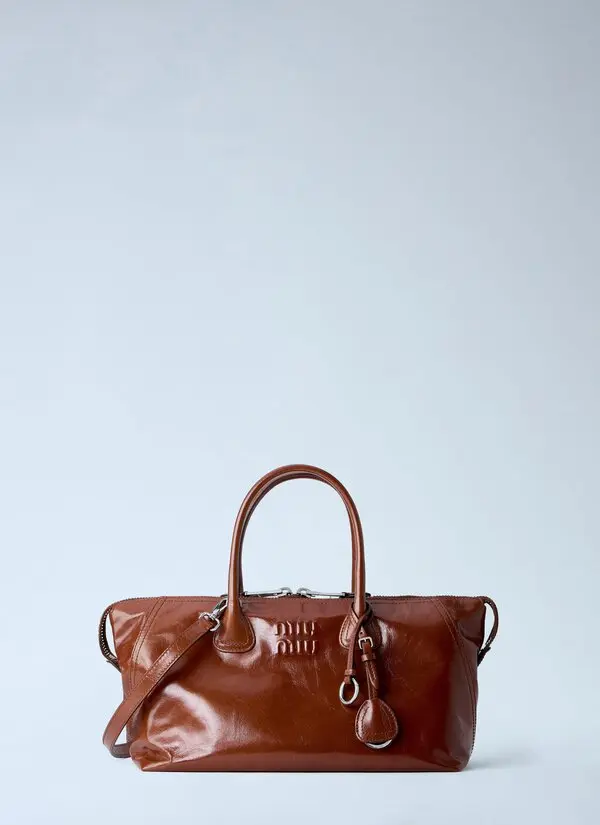 Miu Miu Leather Top Handle Bag - Brown